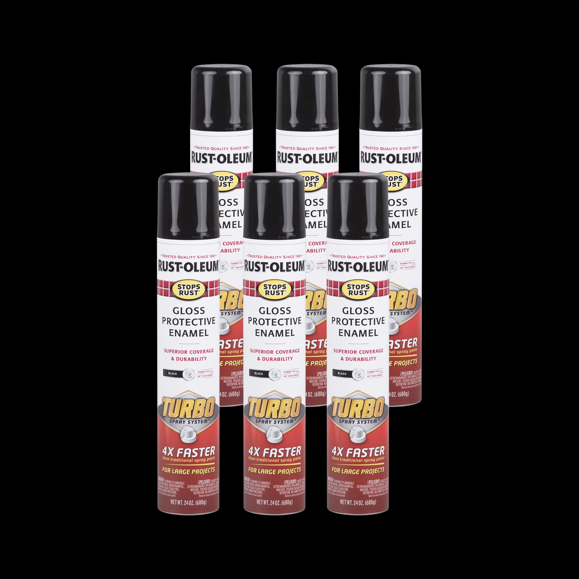 Rust-Oleum Stops Rust Gloss Turbo Enamel Spray Paint, 6 Pack, 24 oz ...
