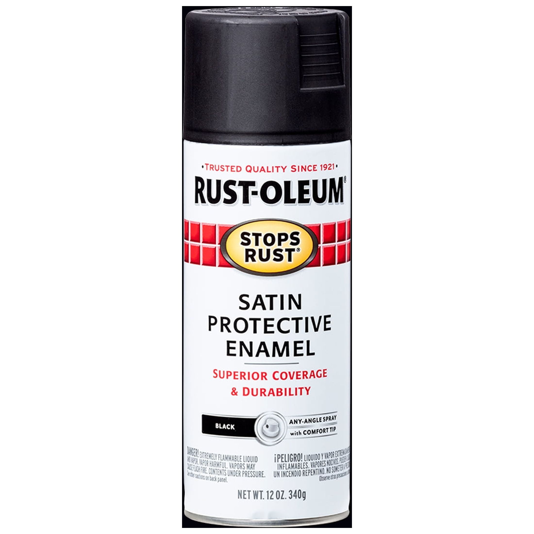 Black, Rust-Oleum Stops Rust Satin Protective Enamel Spray Paint, 12 oz ...
