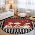 Black Rustic Chefs 6' Round Rug for Living Room Under Coffee Table ...