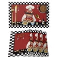 Black Rustic Chefs Cotton Linen Placemats Set of 1, Cooking Food Wine ...
