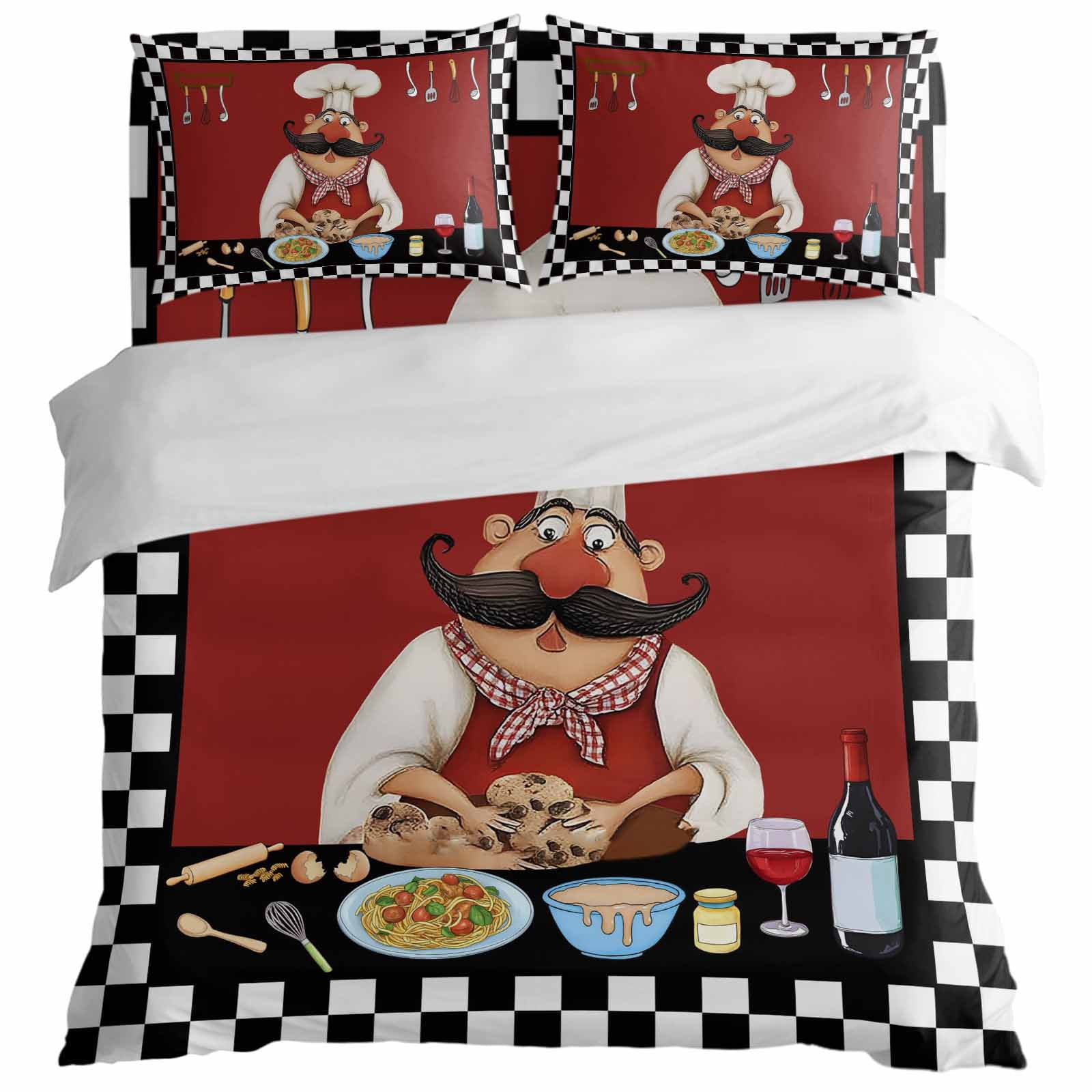 Black Rustic Chefs Duvet Cover Set California King Size, Cooking Food ...