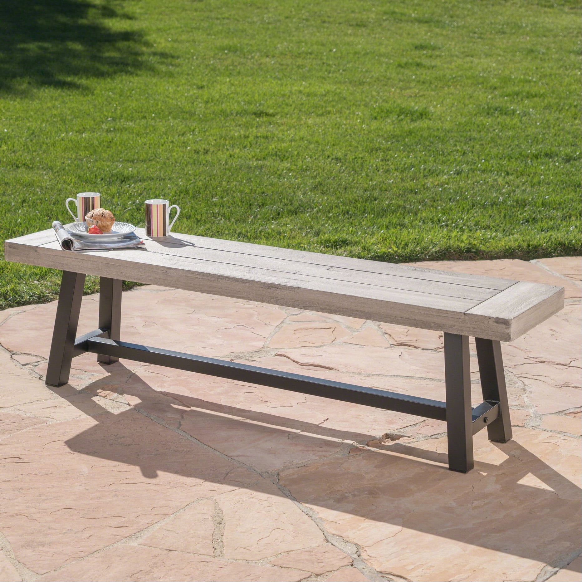 Black Rustic Frame + Weather - proof Bench”-“Garden Retreats/Outdoor ...
