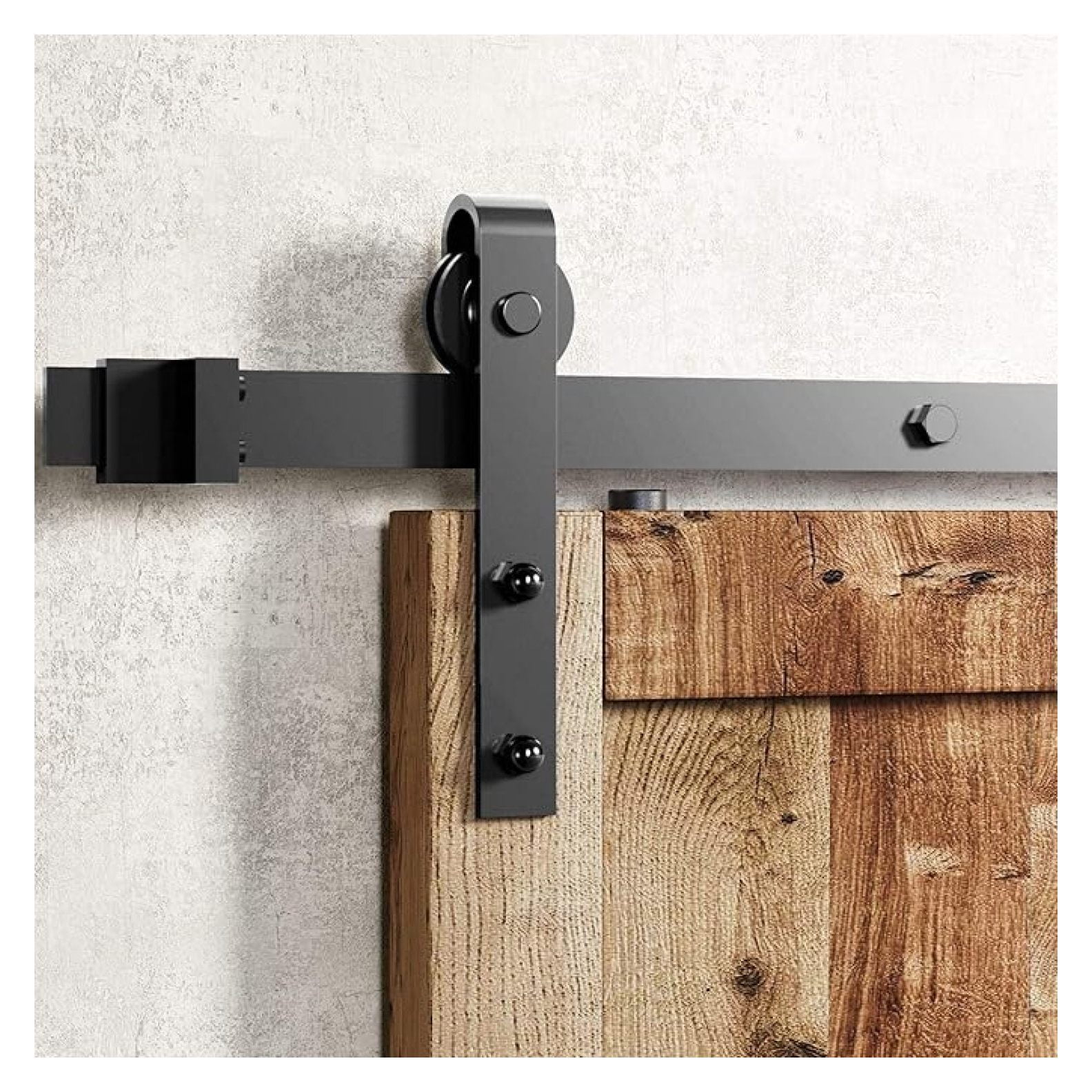 Black Rustic Non-Bypass Sliding Barn Door Kit, for One/Single Door, 4 ...
