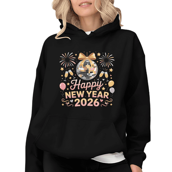 Black S-2XL Print Hoodie Graphic Sweatshirt 2026 New Year Party Theme ...