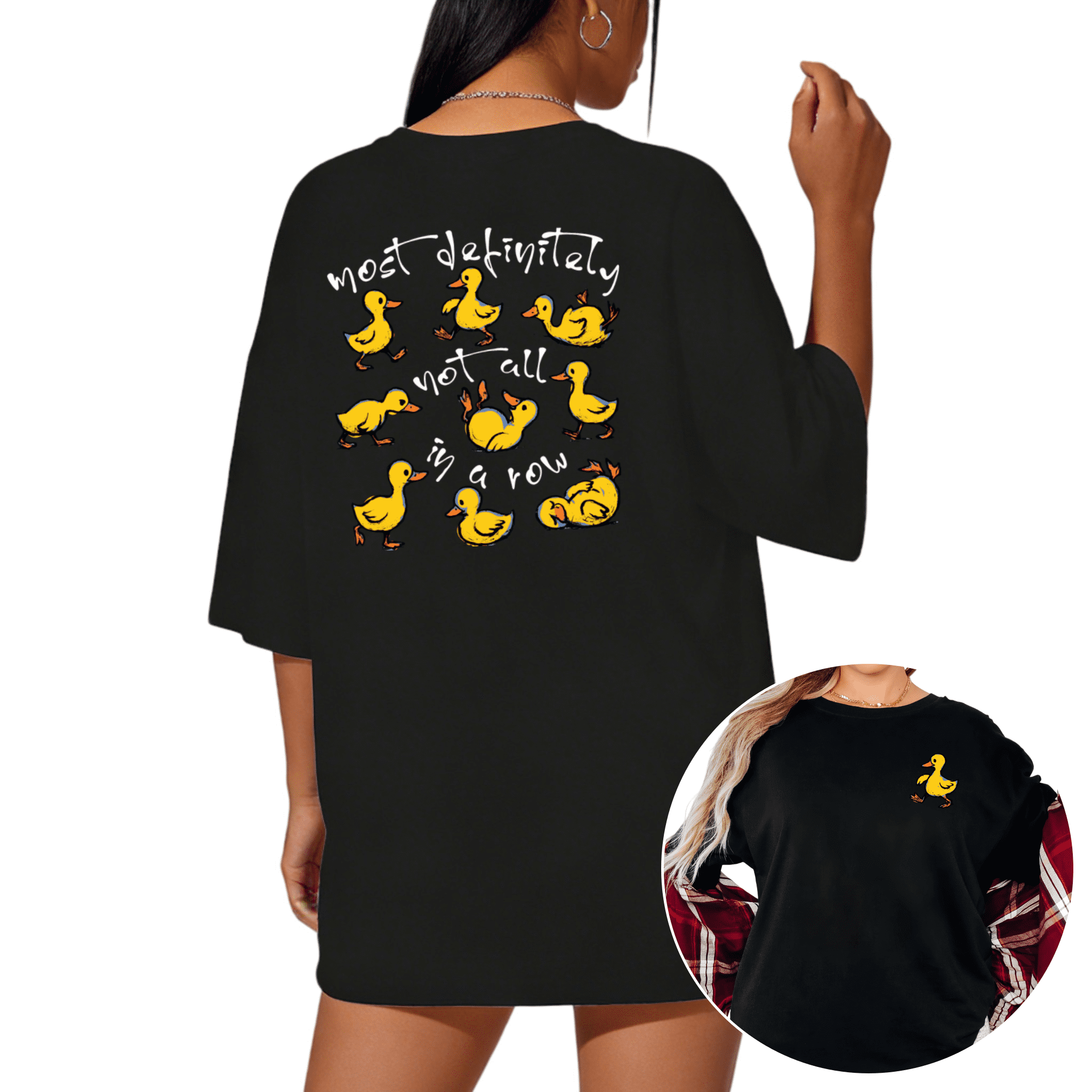 Black S-5XL Most Definitely Not All In A Row Duck Print Tshirt s Shirts ...