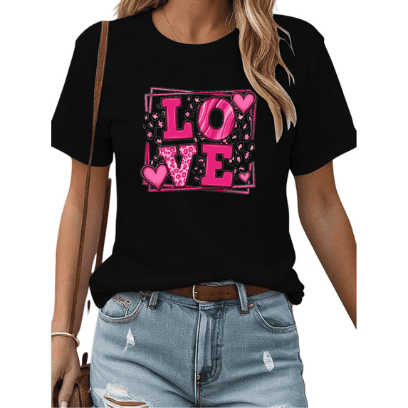 Black S-5XL Print Tshirt Graphic Tees Shirts Valentine's Day Love ...