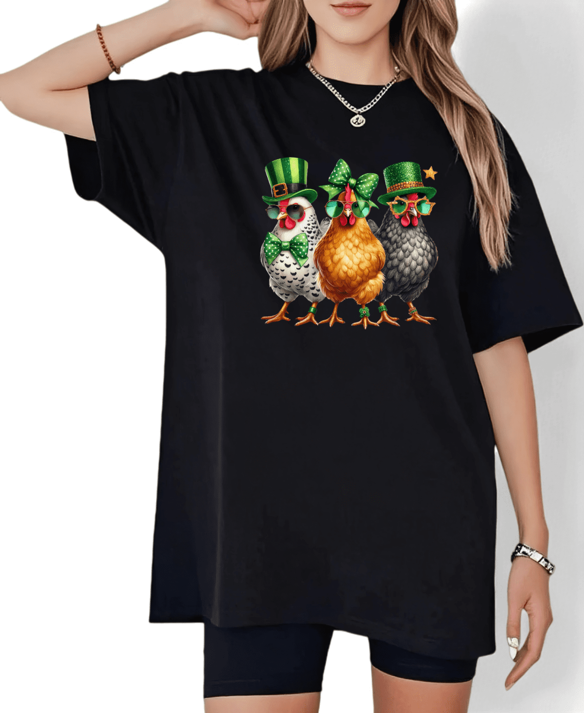 Black S-5XL Goofy Trendy Festive St. Patrick's Themed Chicken Group ...