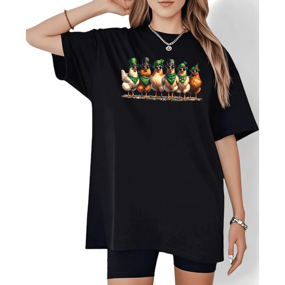 Black S-5XL Warm Retro Group Festive St. Patrick's Dressed Chicken ...