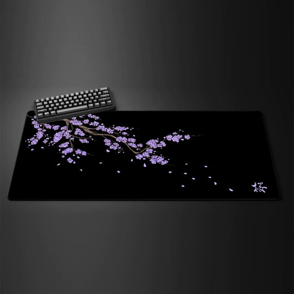 Black Sakura Gaming Mouse Pad Kawaii Purple Desk Mat Large Office ...