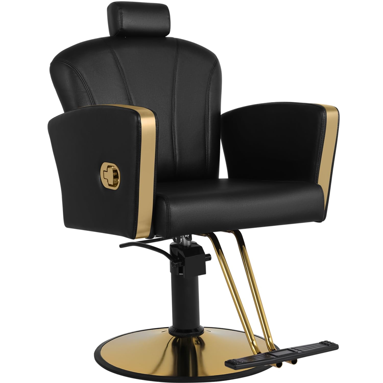 Black Salon Chair for Hair Stylist, Reclining Hair Styling Chair ...