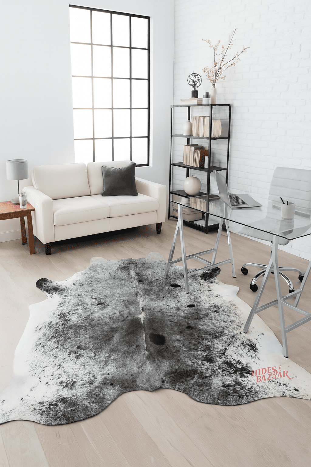 Black Salt And Pepper Cowhide Rug Genuine Leather Cowhide Black and ...
