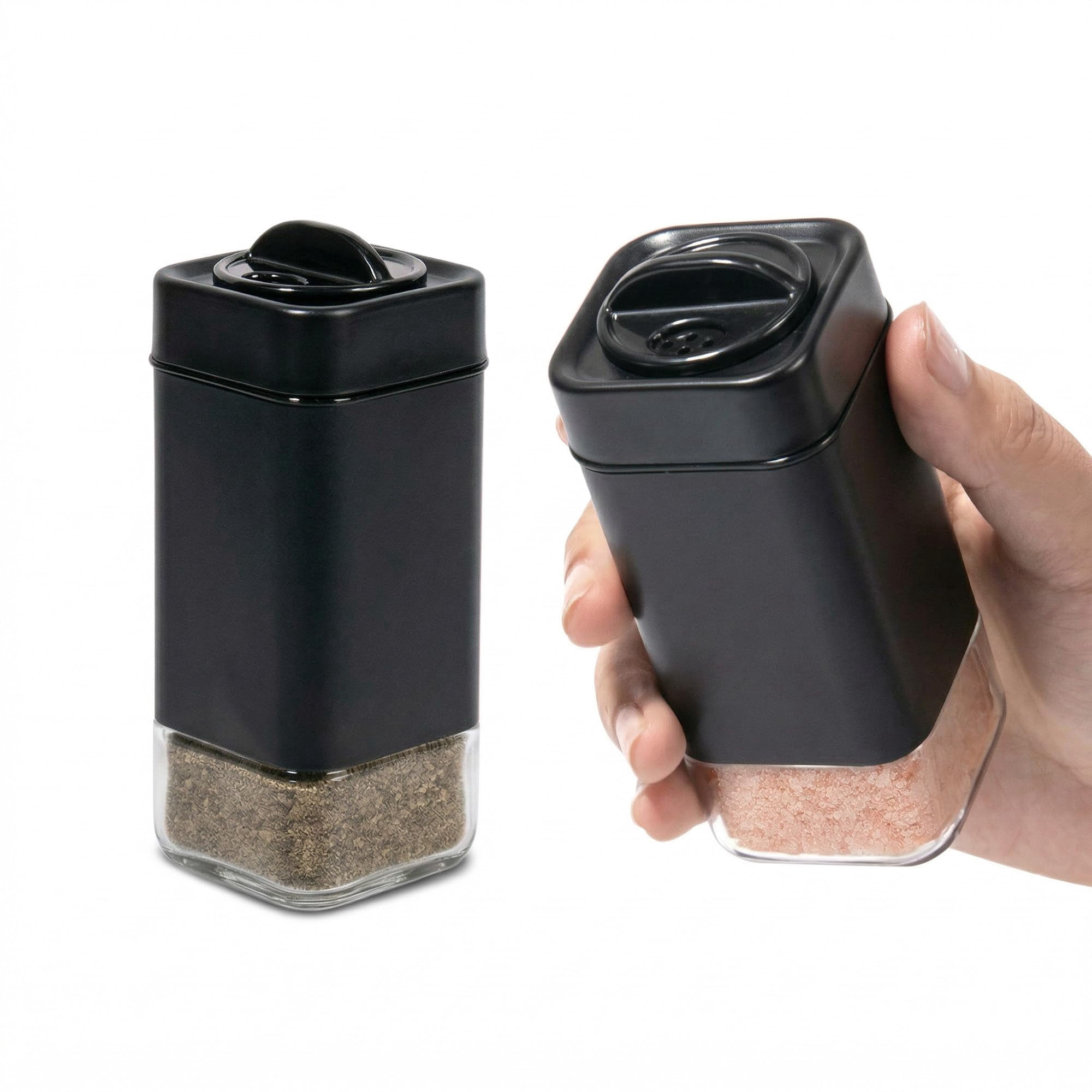 Black Salt And Pepper Bottles, Seasoning Bottles, Pepper Storage ...