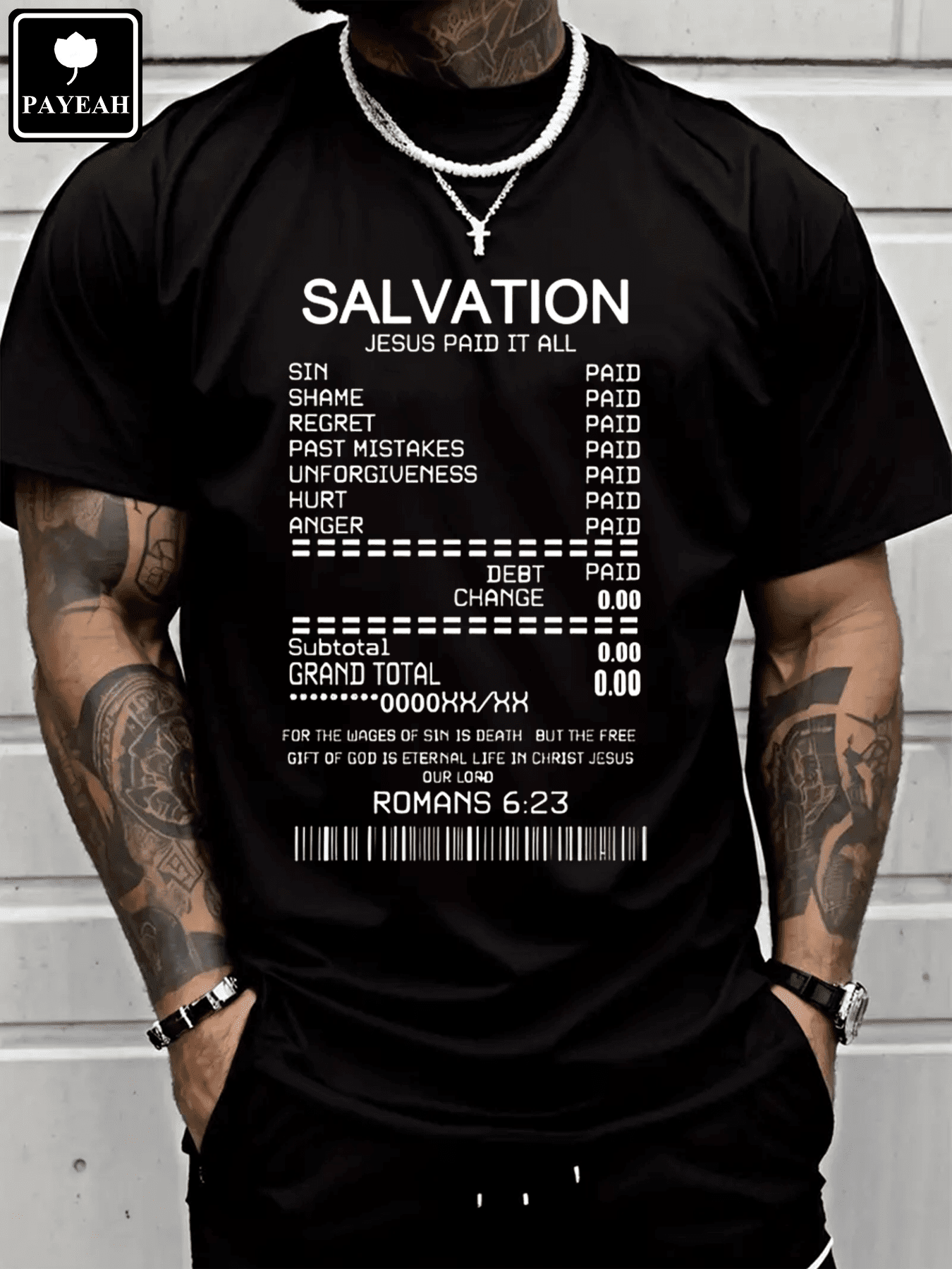 Black Salvation Jesus Paid It All Christian Graphic T-Shirt Heavy ...