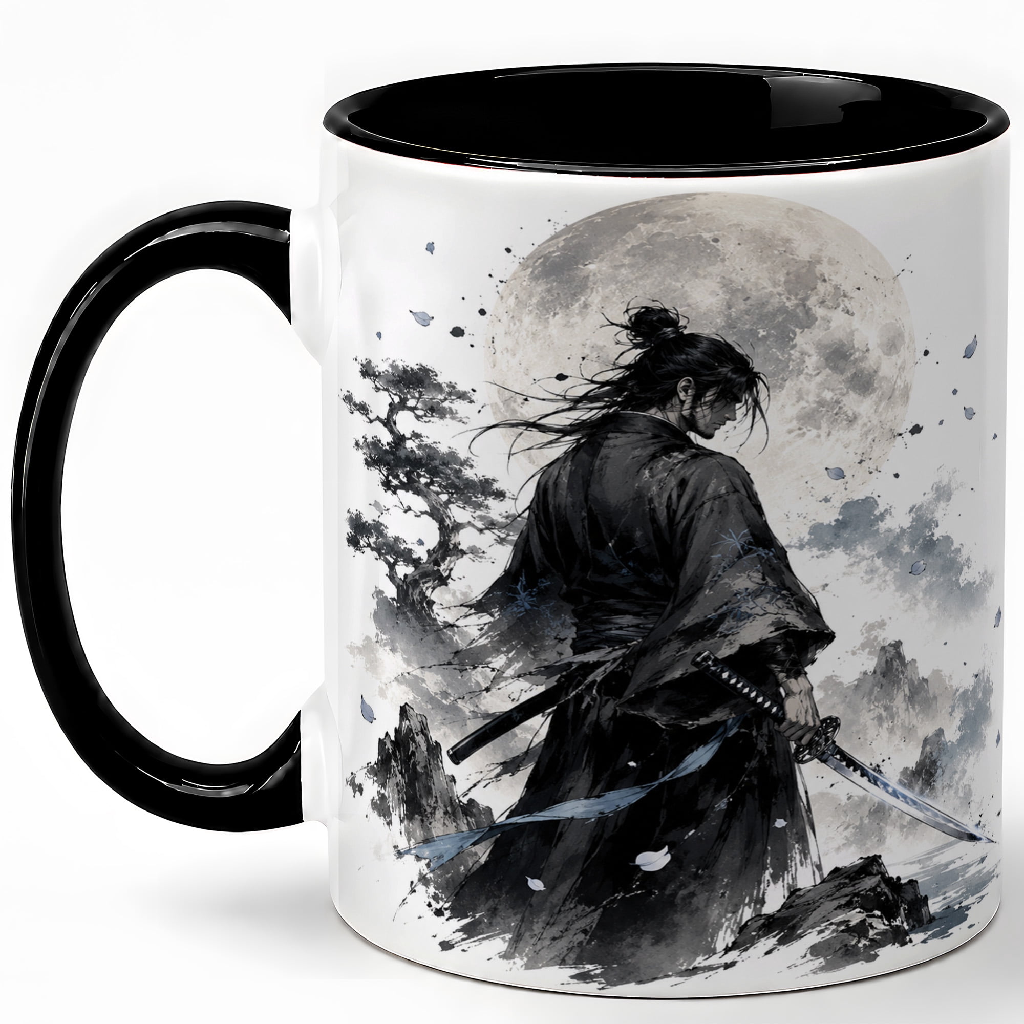Black Samurai Coffee Mug, Moon Warrior Mug, Japanese Fantasy Birthday ...