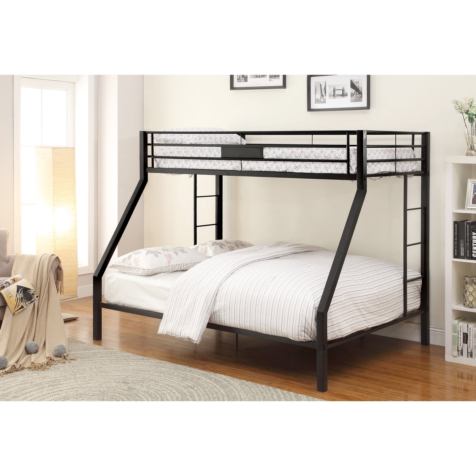 Black Sandy Metal Bunk Bed, Fits Twin Xl/queen, Slat System For ...
