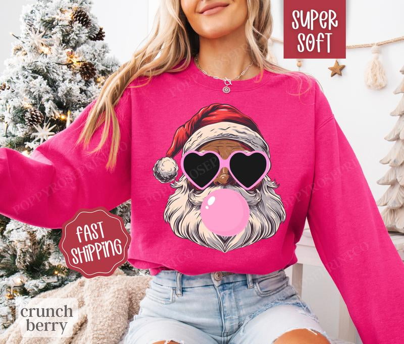 Black Santa Bubble Sweat. Merry Christmas Sweater. Womens Holiday ...