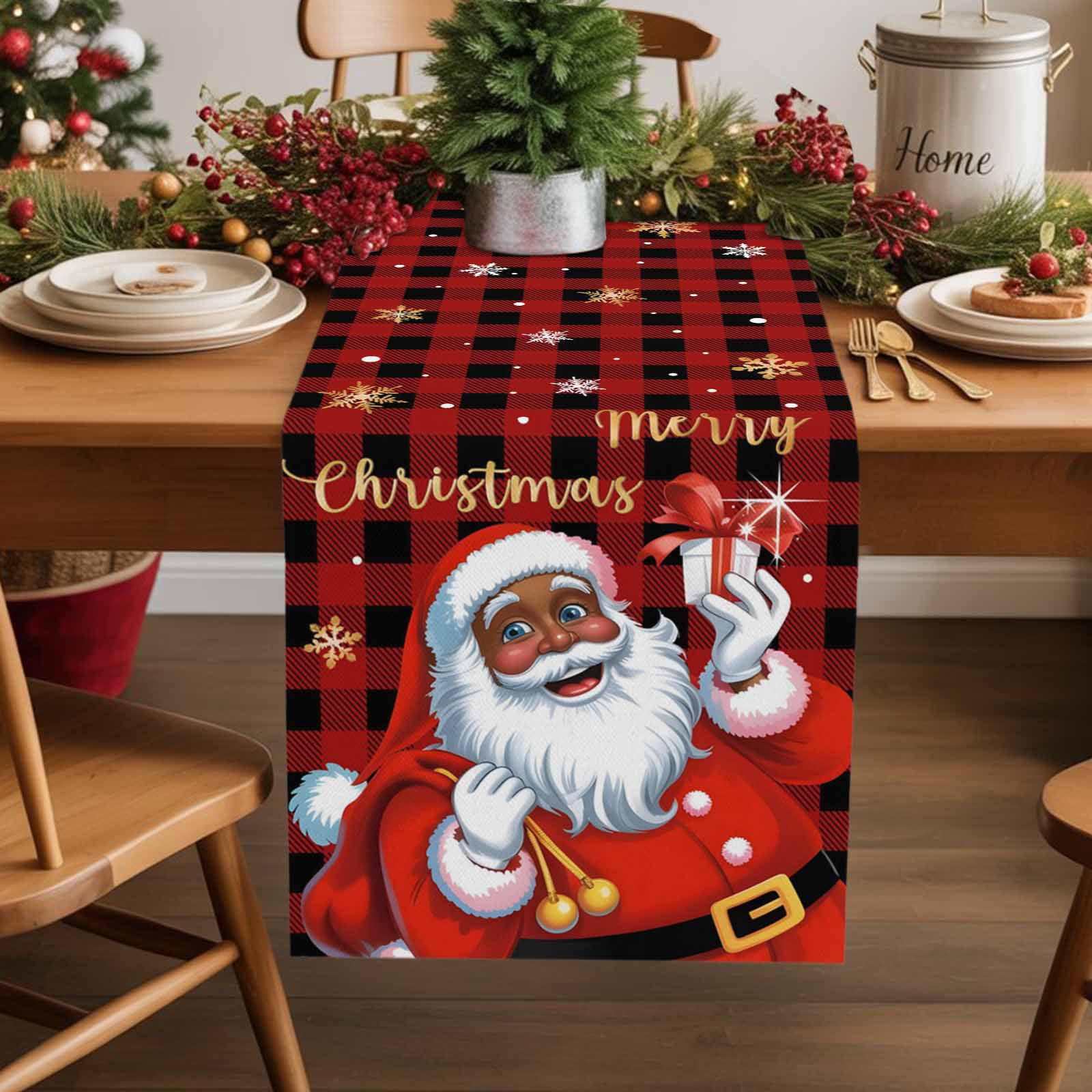 Black Santa Claus Merry Christmas Table Runner 13x36 Inch Xmas ...