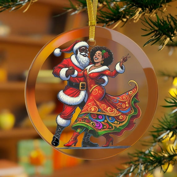 Black Santa & Mrs Claus Ornament – Festive Couple Christmas Keepsake ...