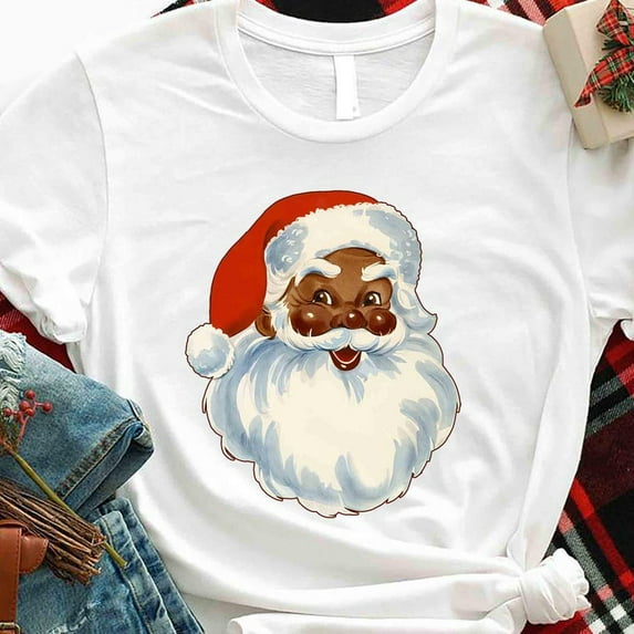 Black Santa Shirt, Winter Holiday Shirt, African American Santa Shirt ...
