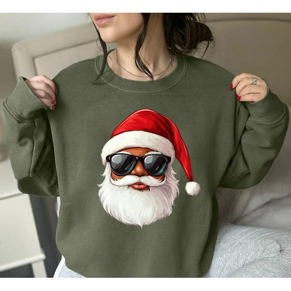 Black Santa Sweatshirt, Cute African American Santa Claus Winter ...