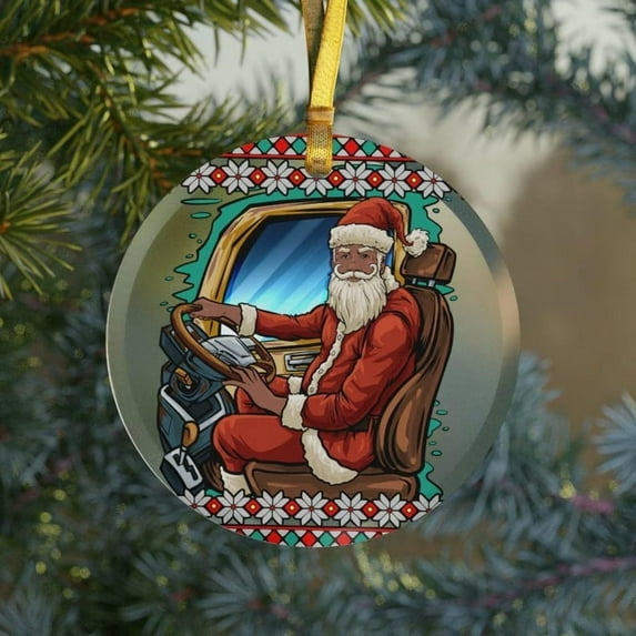 Black Santa Trucker Christmas Ornament 2024 – African American Truck ...