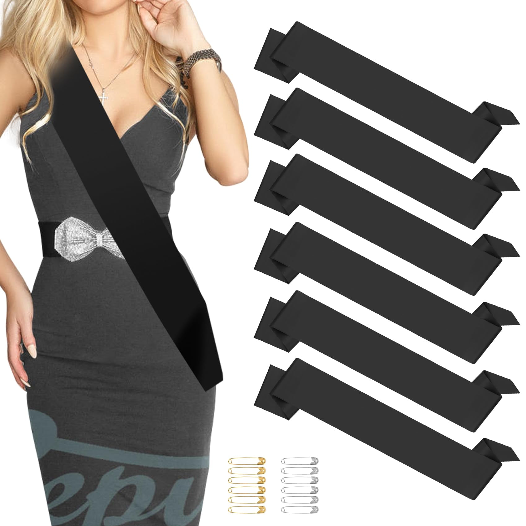 Black Sash, 6 PCS MMF7 Blank Black Sashes, Pageant Senior Plain Satin ...