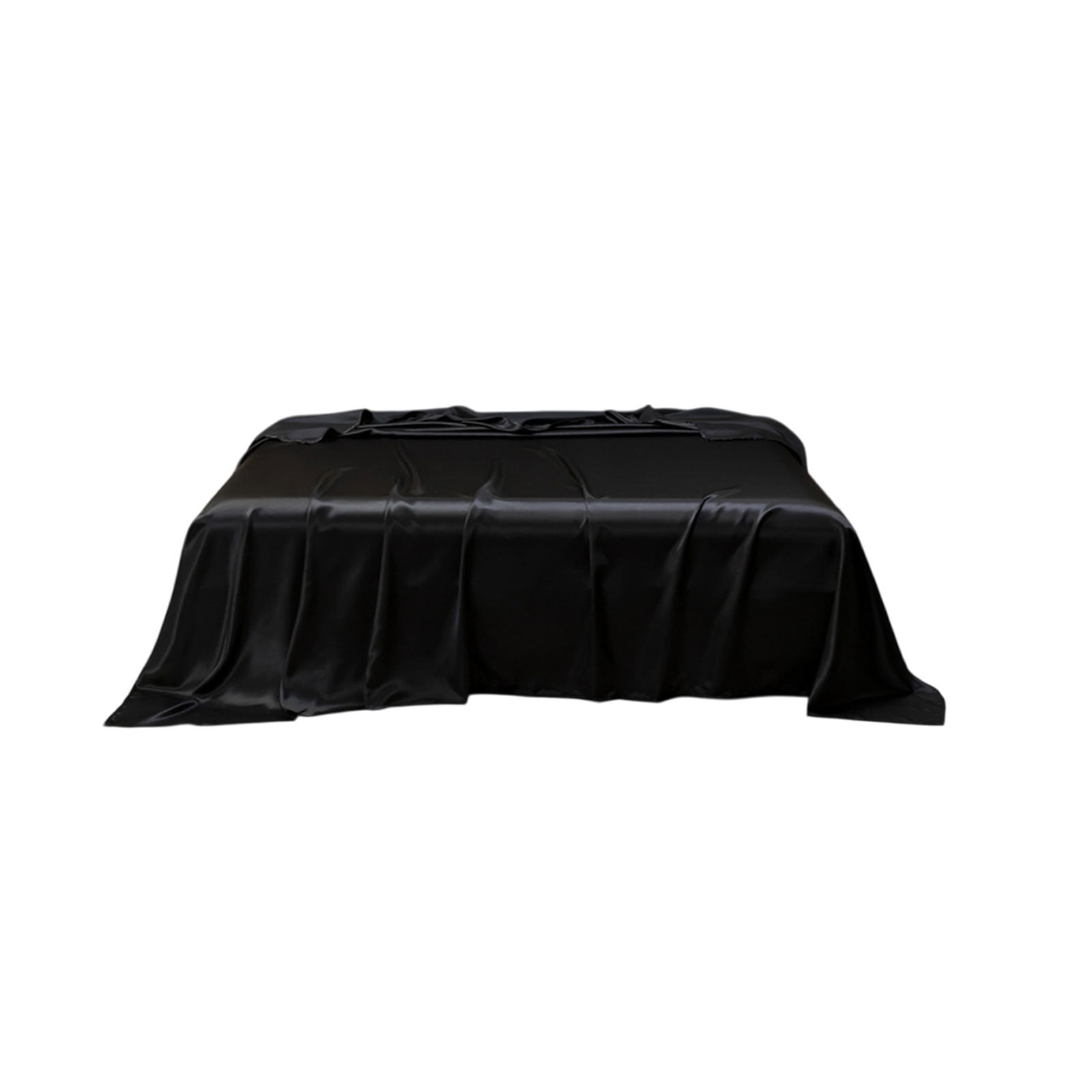 Black Satin Fitted Sheet - 81x88 Inch Luxury Soft Bedding, Wrinkle ...