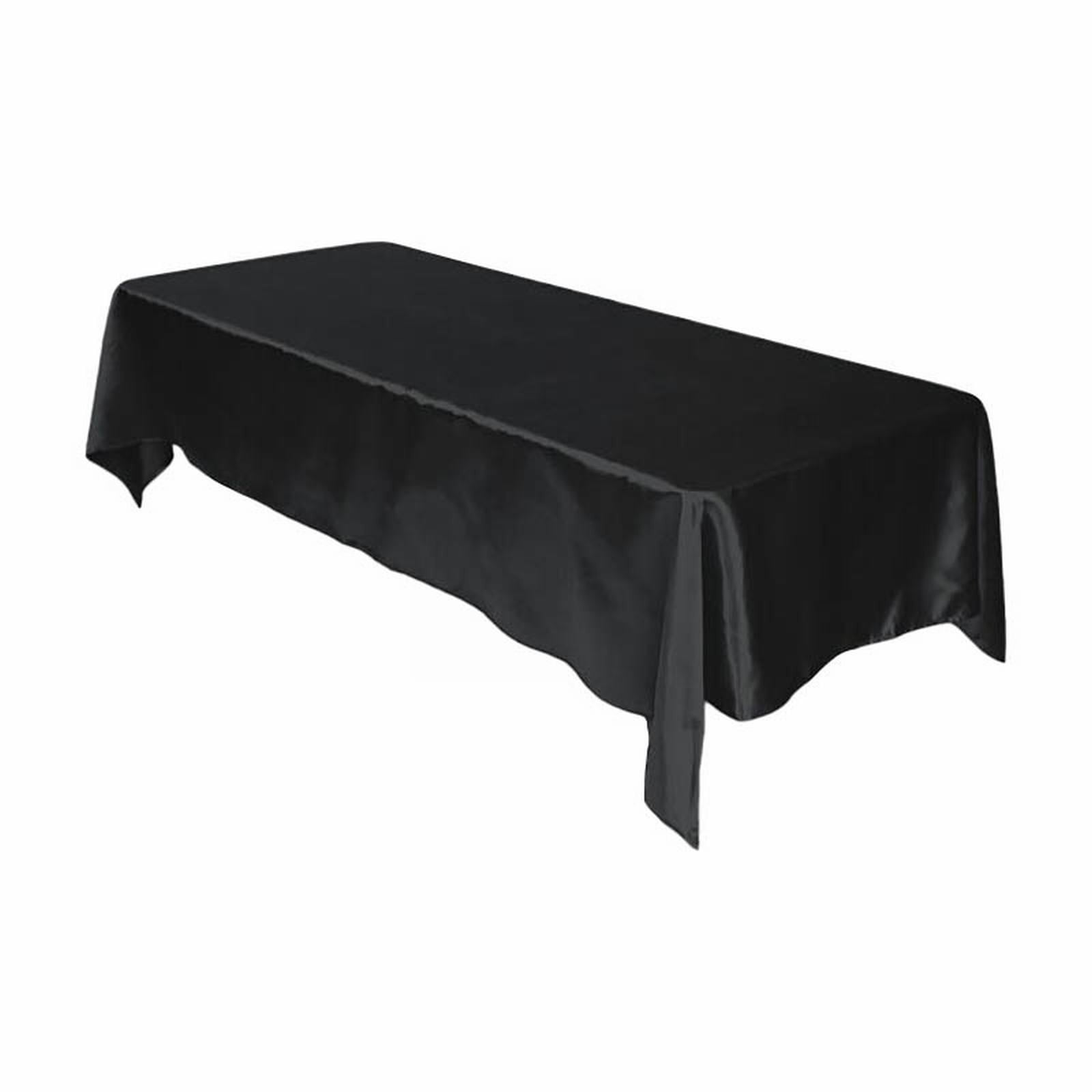 Black Satin Tablecloth - Spillproof Rectangular Polyester Table Cover ...
