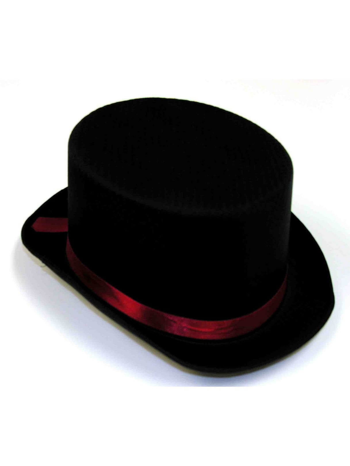 Elegant Satin Black Top Hat with Red Band for Party - Walmart.com