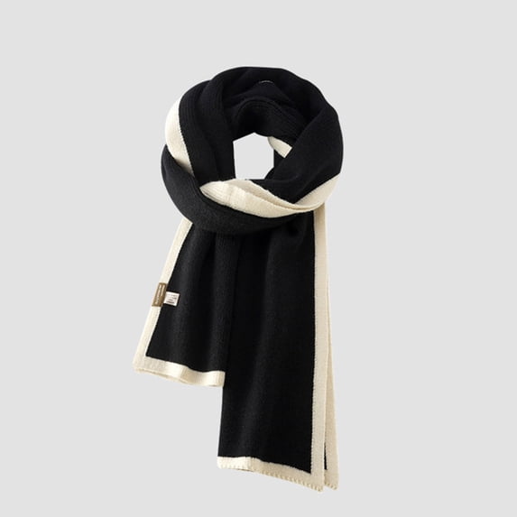 Black Scarf for Women Autumn and Winter Warm Solid Color Color Matching ...