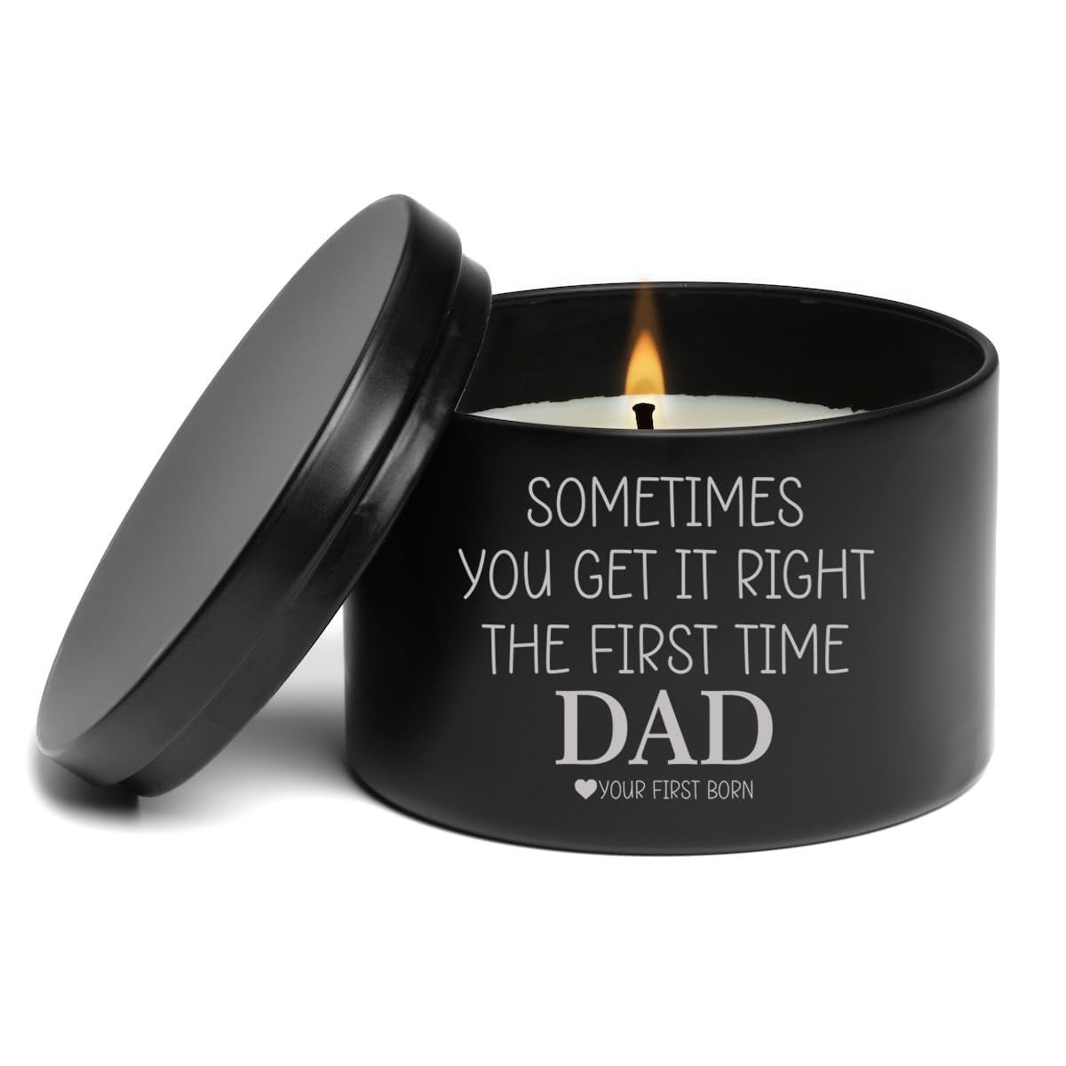 Black Scented Candle Gift 8oz with Lid Get It Right The First Time Dad ...