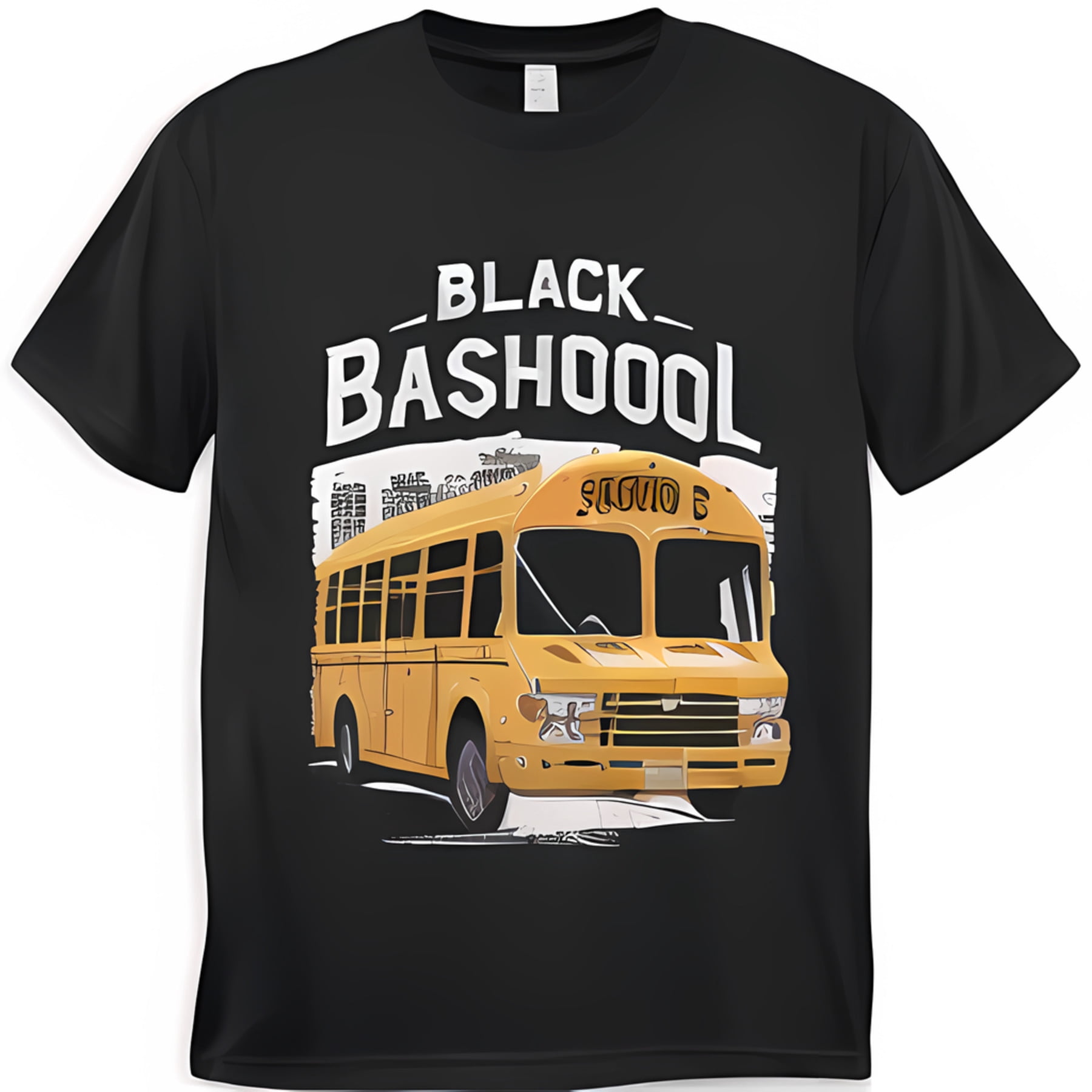Black School Bus Vector Illustration T-Shirt Unique Design Yellow Bus ...