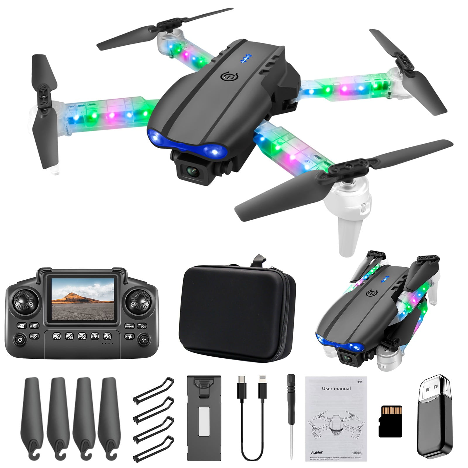 Black Screen Display Drone With 1080P Camera Transparent Arm Obstacle ...