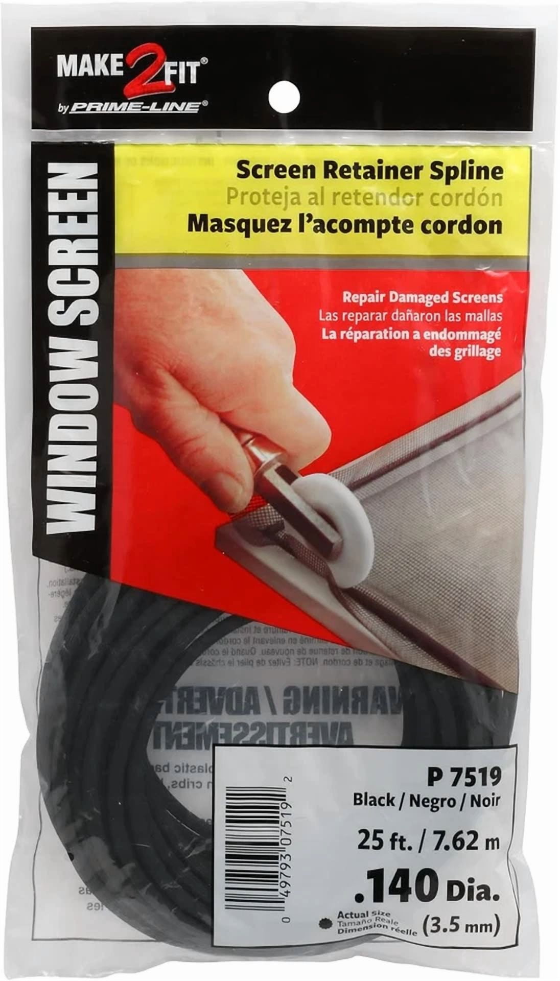 Black Screen Retainer Spline 0.14 Inch Vinyl 25Ft Roll For Window ...