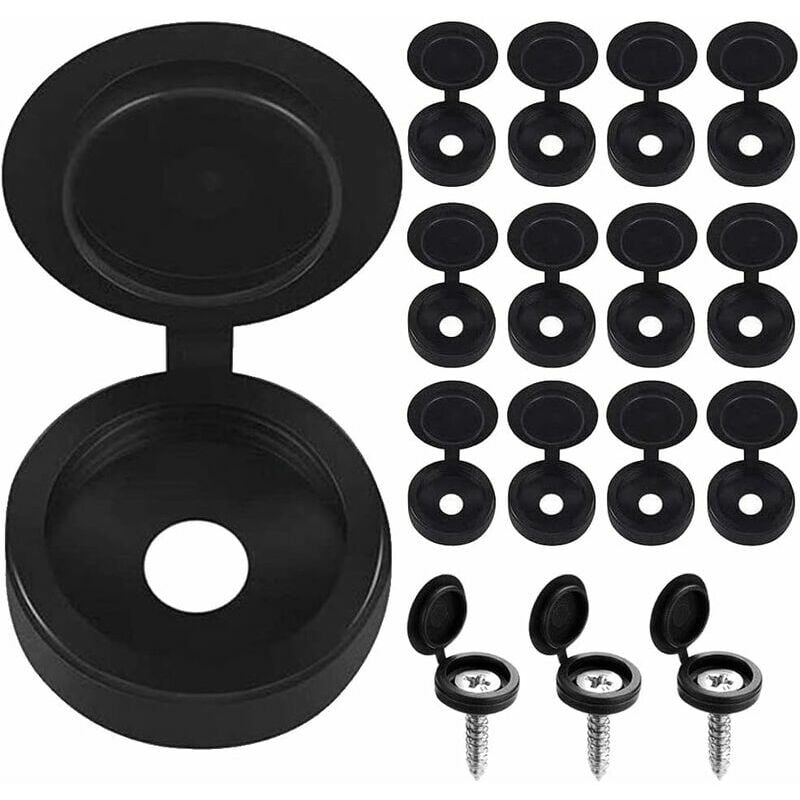 Black Screw Covers 100 Pieces Rivet Covers License Plate Plastic Screw ...