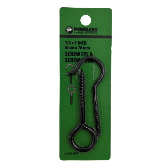 Black Screw Eye & Screw Hook Set, Steel, Peerless Chain Company ...