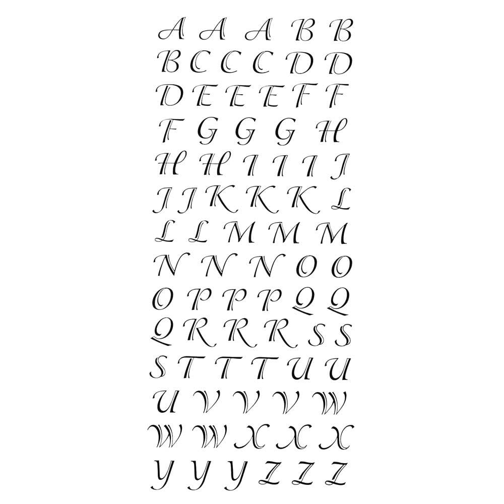Black Script Alphabet Letter Fancy Foil Stickers, 1/2-Inch, 78-Count ...