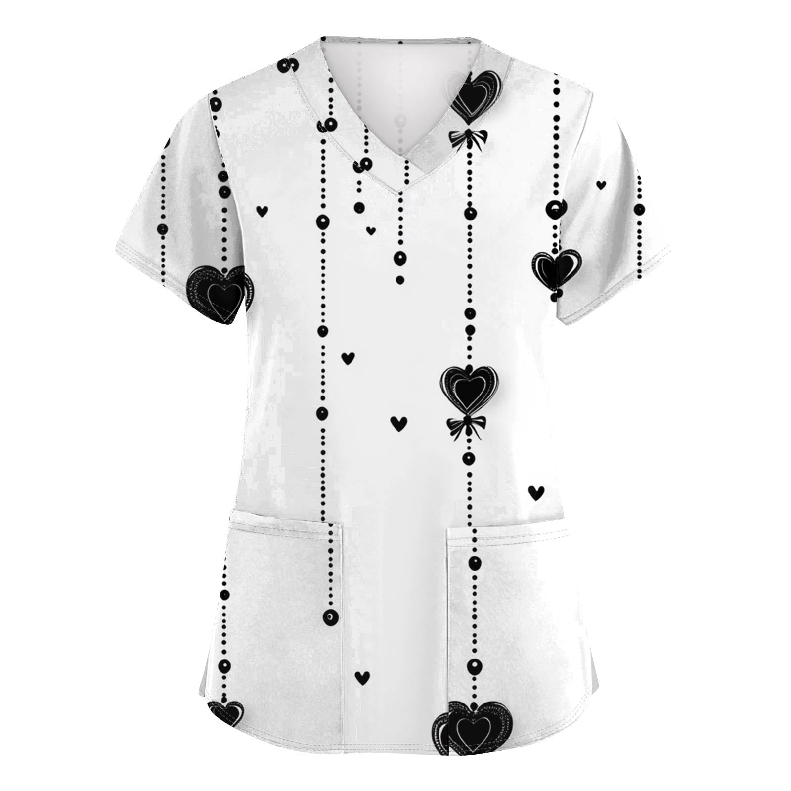 Black Scrub For Women,Women's Fashion V-Neck Short-Sleeve Workwear with ...