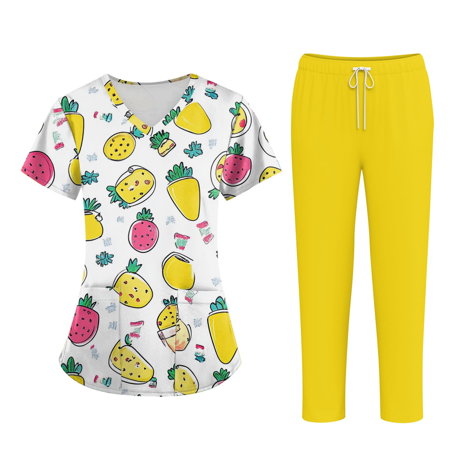 Black Scrub Set,Women'S Scrub Set Short Sleeve Animal Flower Printed ...