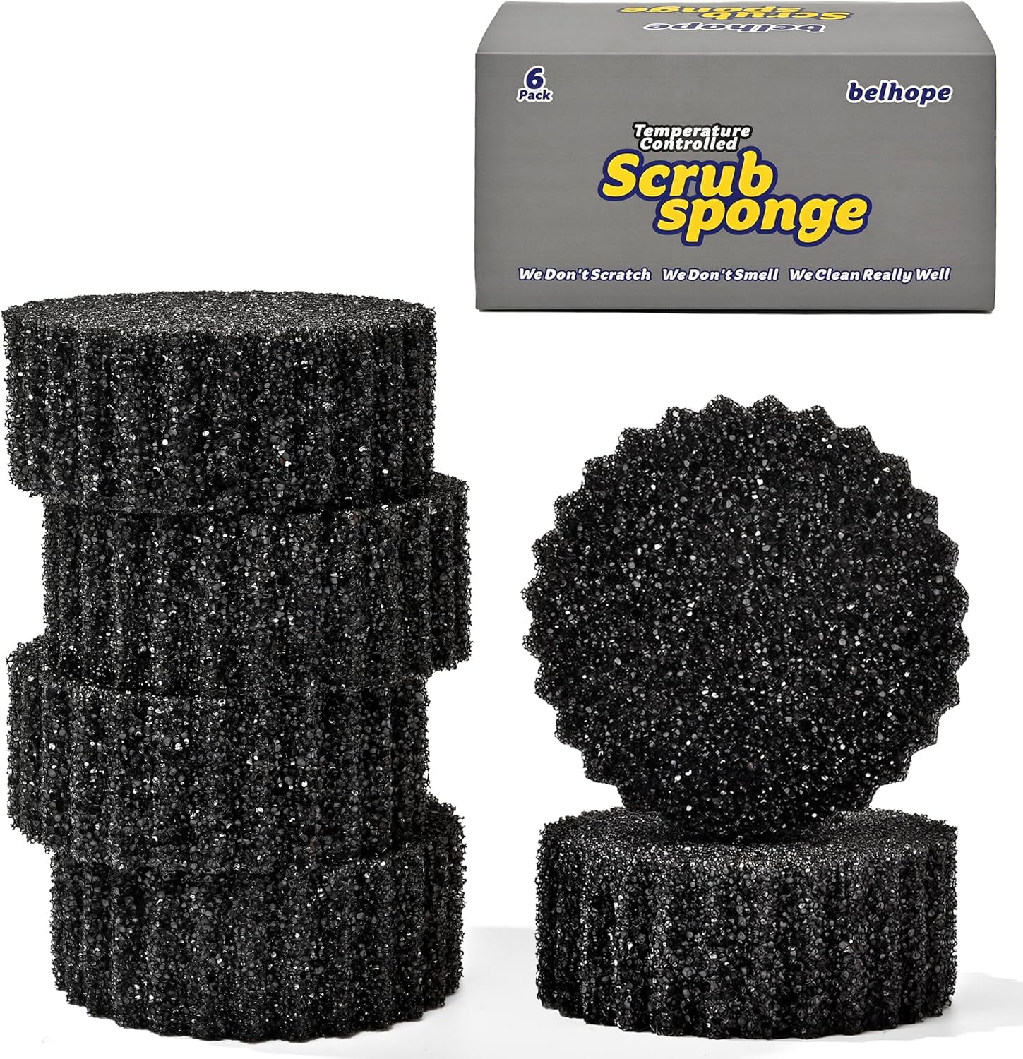 Black Scrub Sponges - Scratch-Free Multipurpose Dish Sponge for Kitchen ...