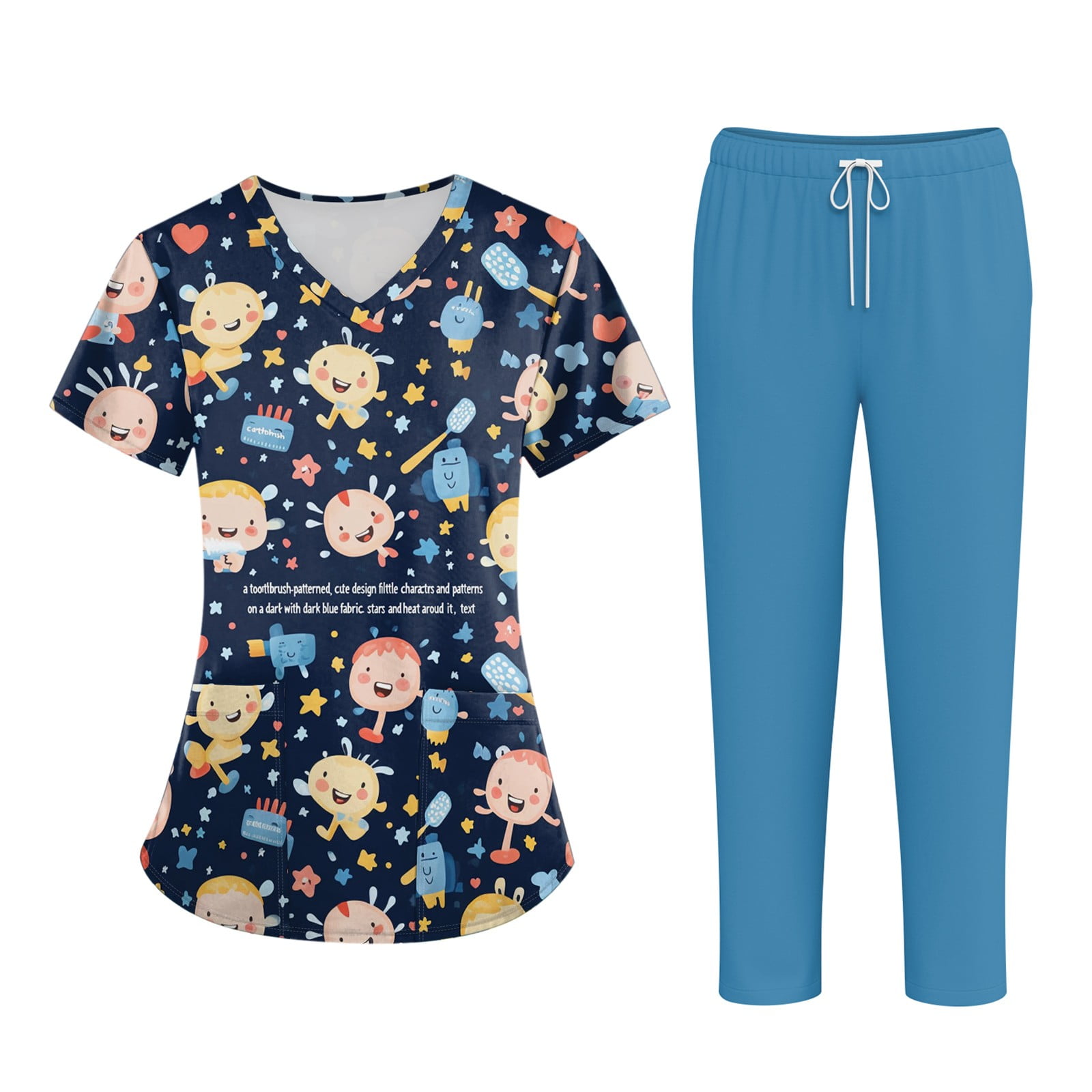 Black Scrubs Sets For Women Jogger,Women'S Scrub Set Short Sleeve ...