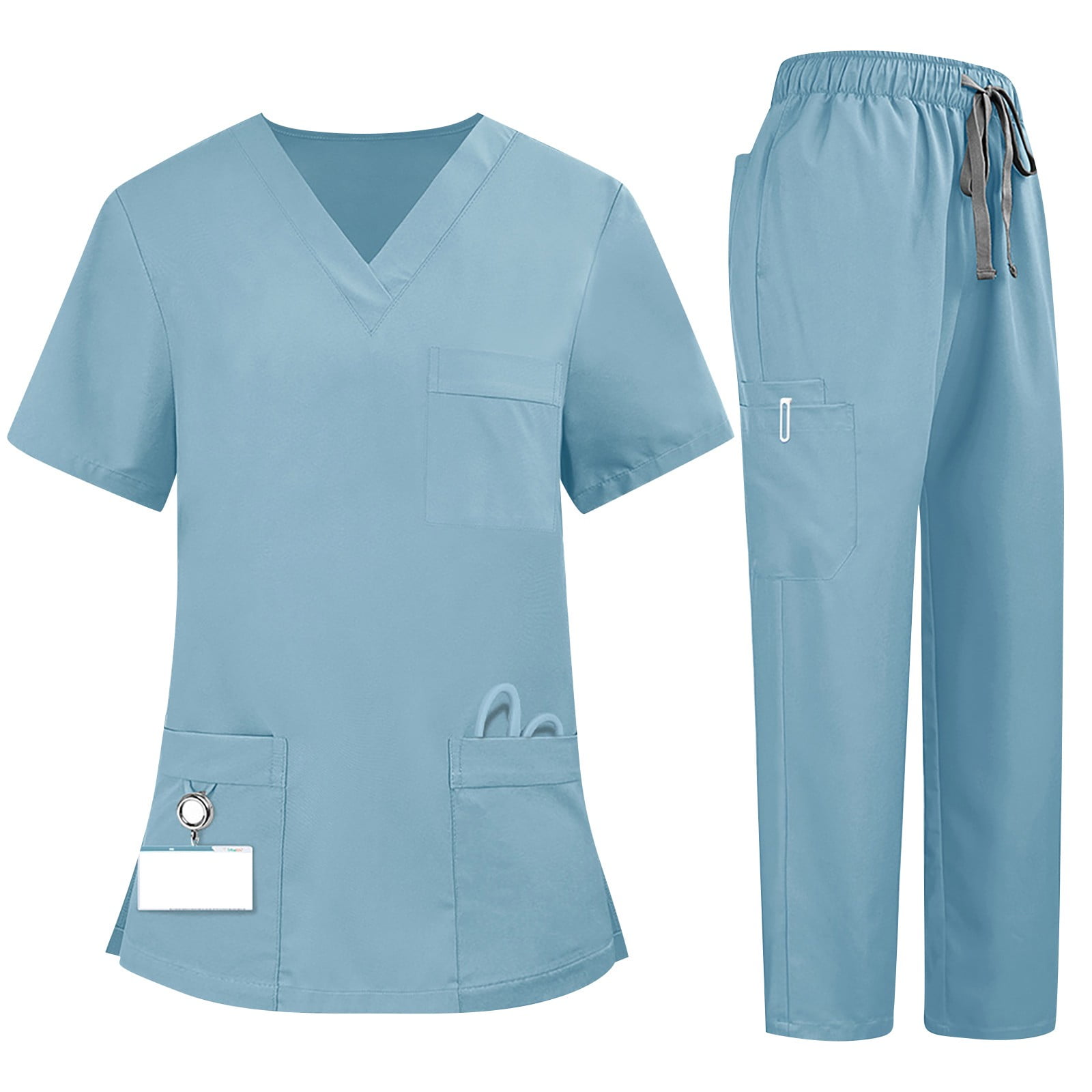Black Scrubs Sets For Women, Plus Size Medical With Pockets Stretch ...