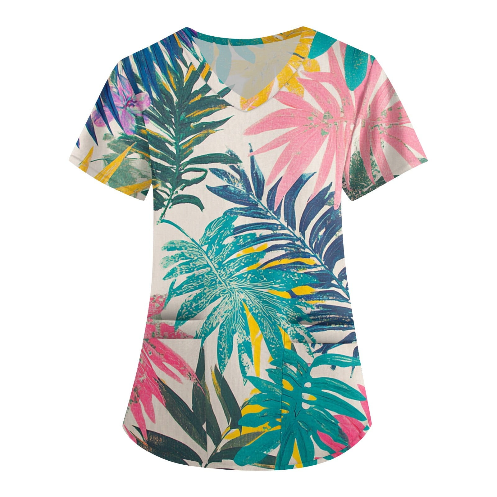 Black Scrubs Uniforms,Hawaiian Print Scrub Tops for Womens - Side Vent ...