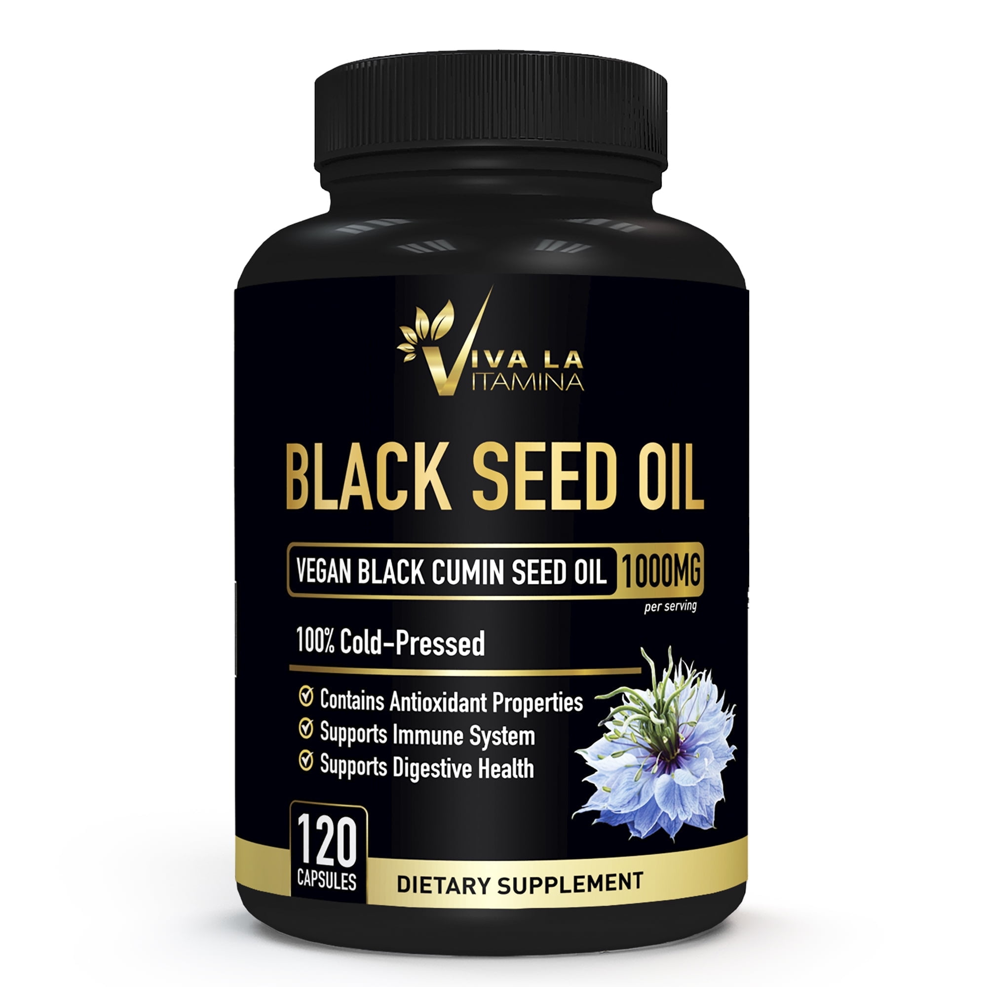 Black Seed Oil 1000mg - 120 Capsules, Premium Cold-Pressed Black Cumin Seed Oil Sourced from ...