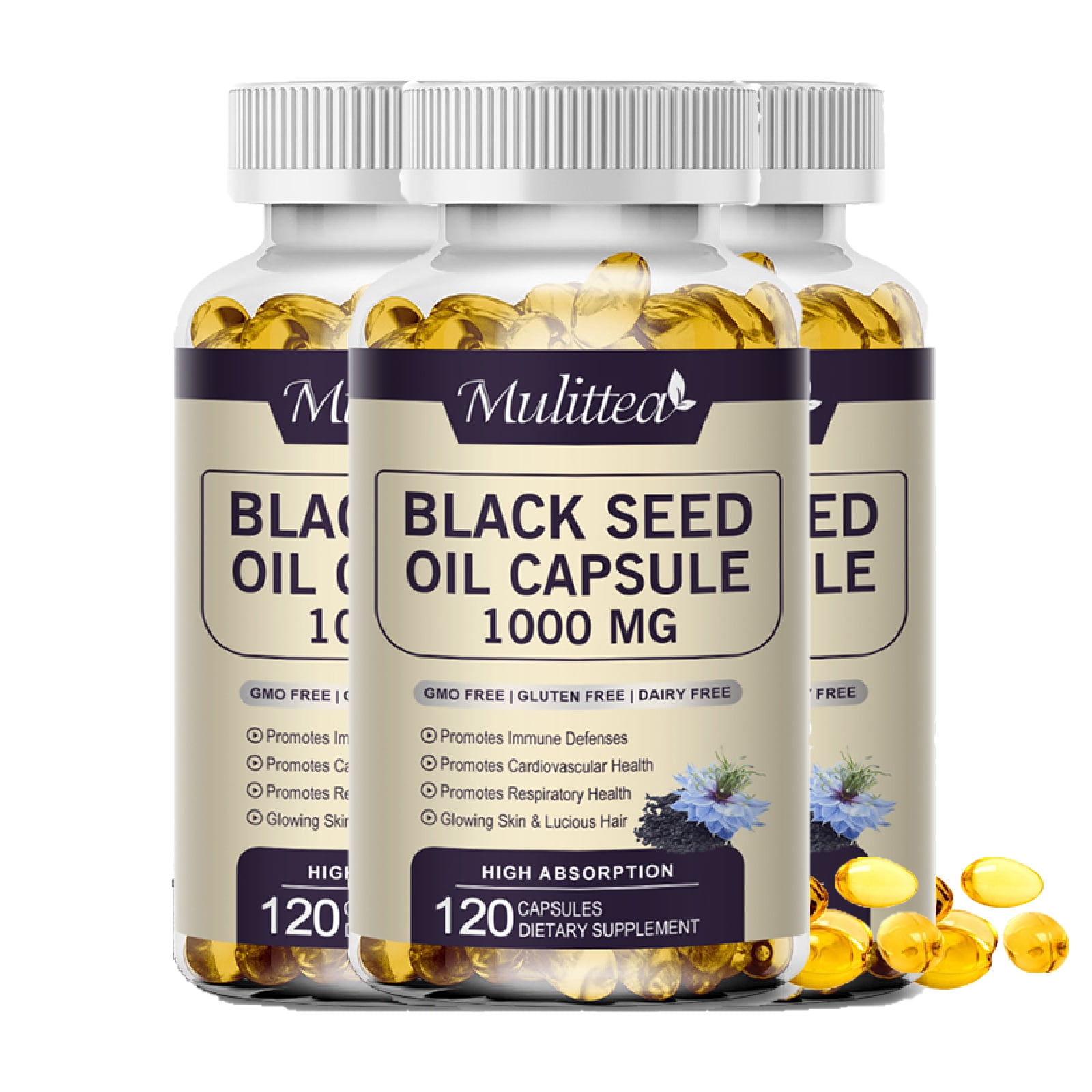 Black Seed Oil Capsules - Cold-Pressed Nigella Sativa Producing Pure ...