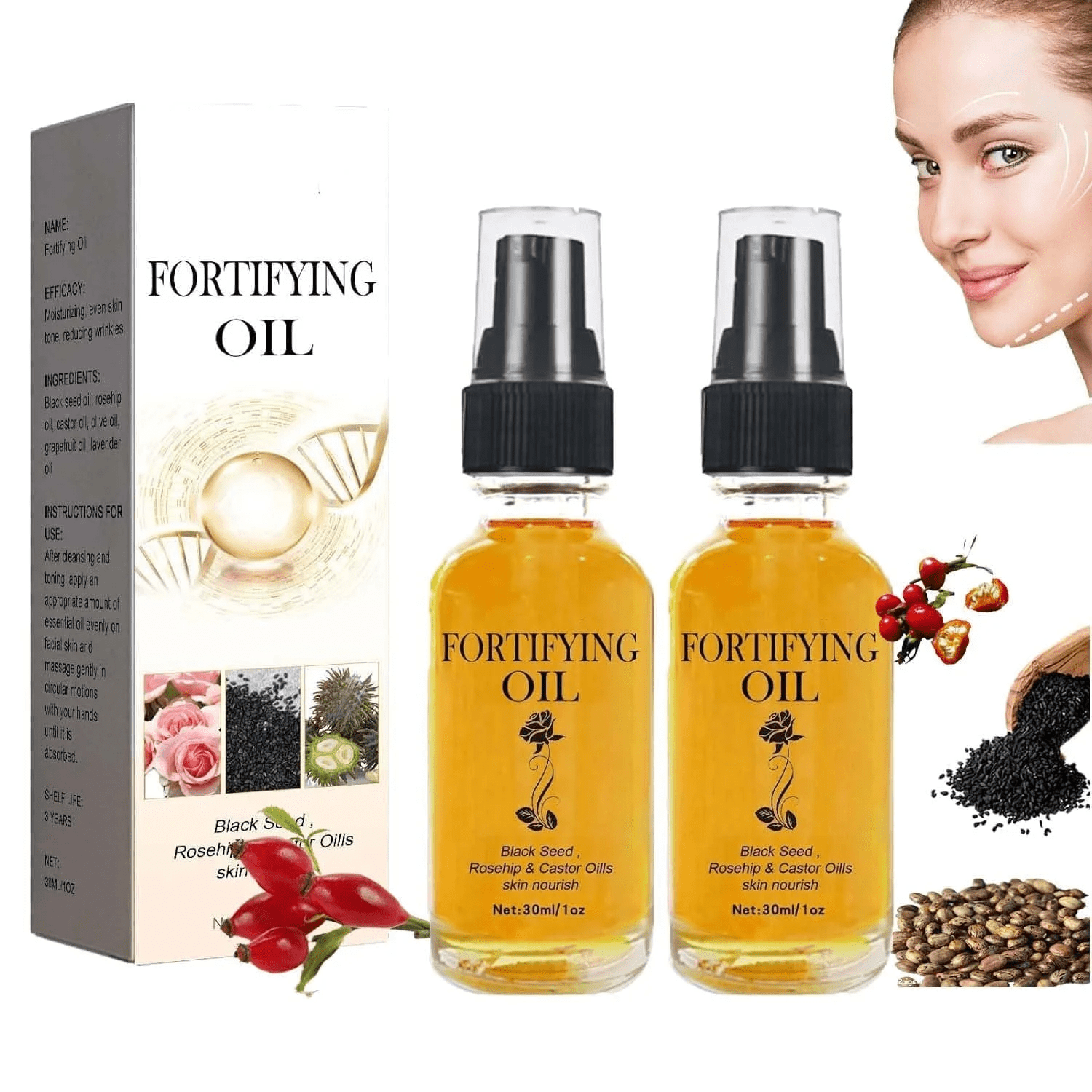 Black Seed Oil Rose Hip Face Essence, Rose hip Oil Black Seed Oil ...