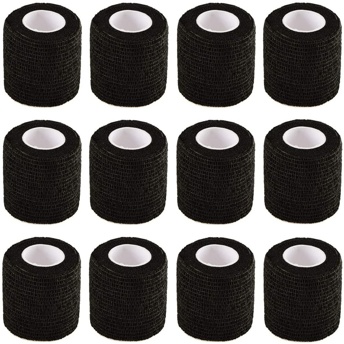 Black Self Adhesive Bandage Wrap 2" | 12 Rolls x 5 Yards Stretch Self ...
