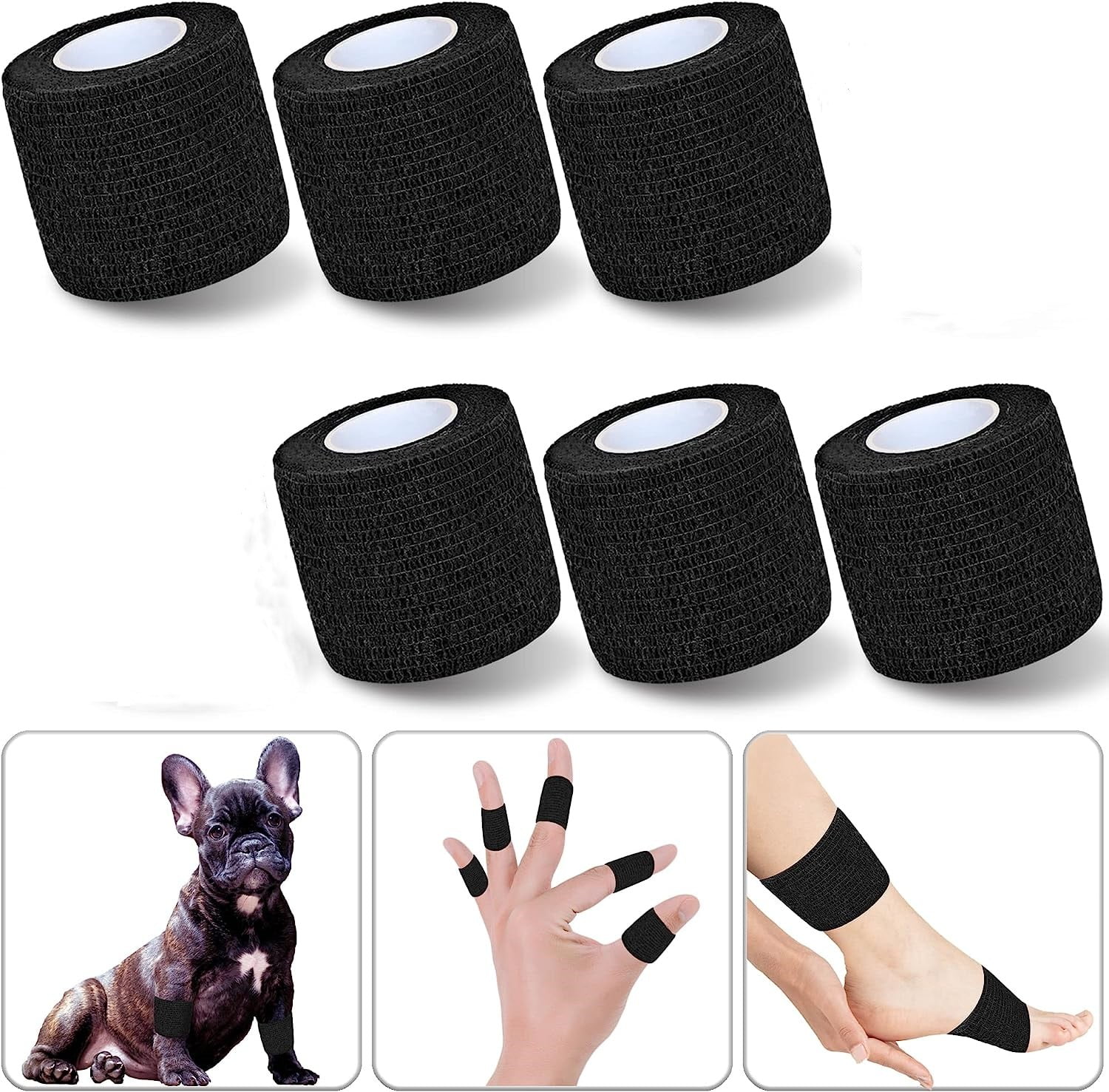 Black Self Adhesive Elastic Bandage Wrap, Sports wrap Tape,First Aid ...