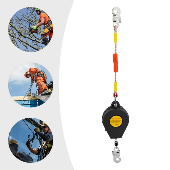 Black Self Retracting Lifeline Lanyard Fall Arrester Fall Protection w ...