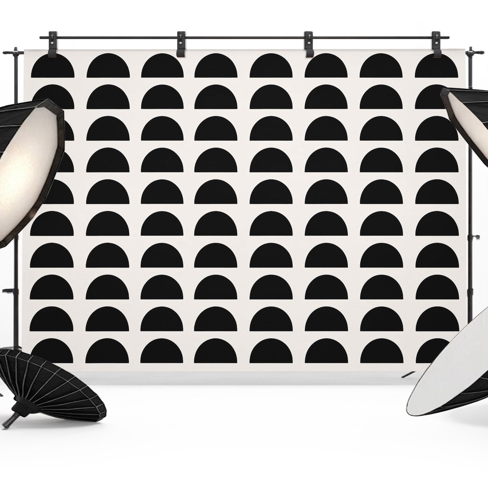 Black Semicircles Backdrops for Photography, Boho Layered Modern ...